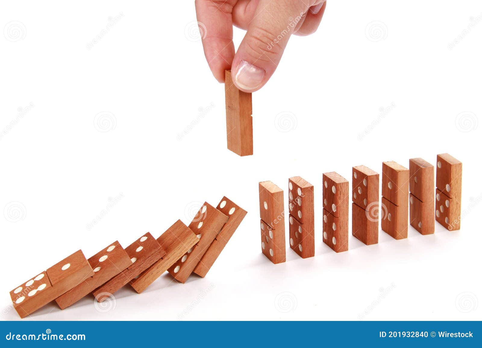 Falling Domino Isolated on a White Background Stock Photo - Image of ...