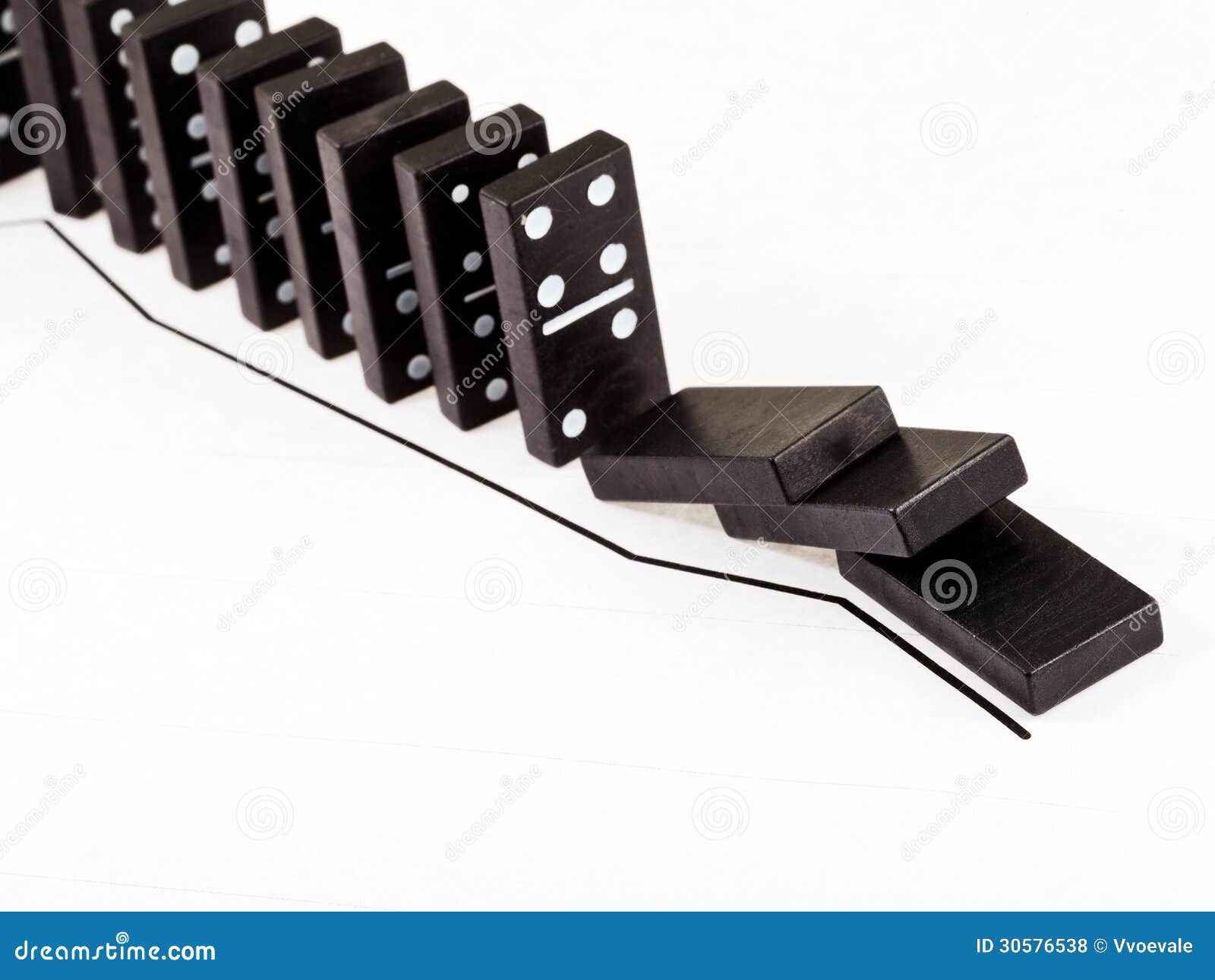 Falling Domino and Sales Falling Graph Stock Photo - Image of business ...