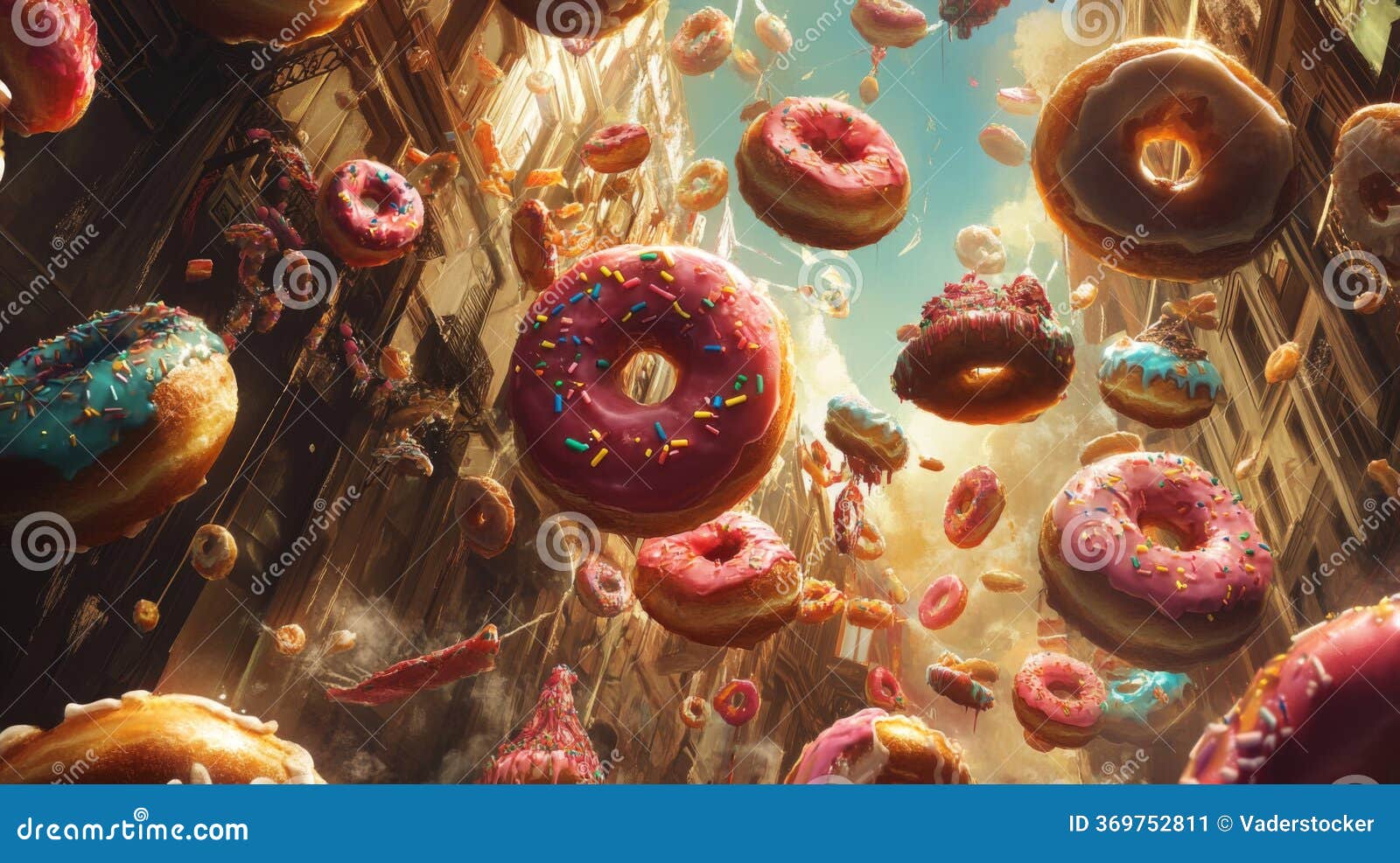 Falling Donuts. Realistic Sweet Color Glazed Baked Goods, Flying Pastry ...