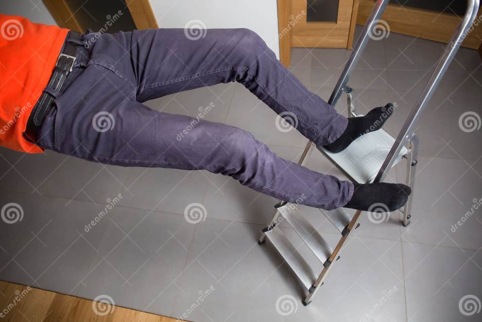 Falling down from ladder stock photo. Image of break - 55657276