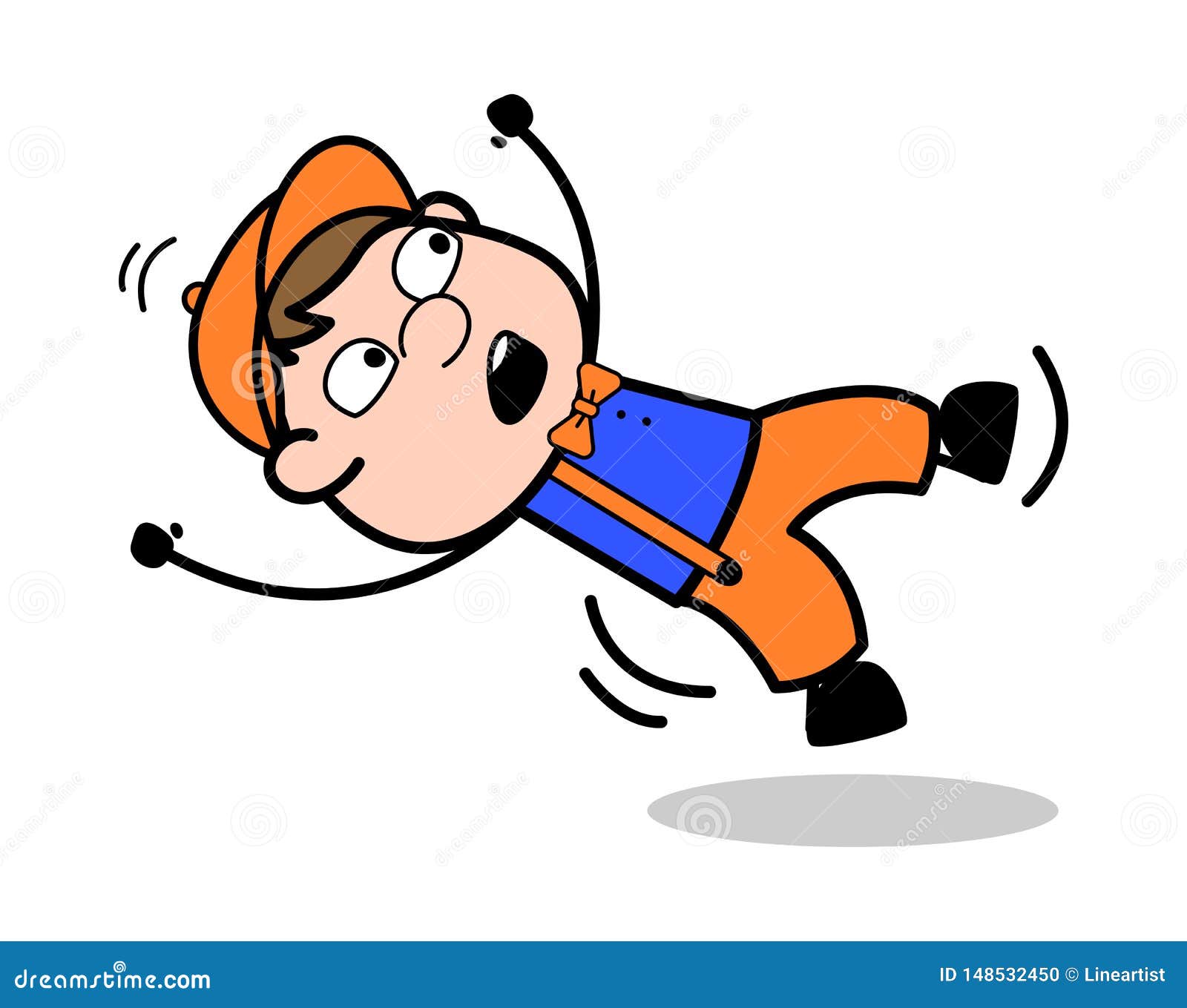 Falling Down - Retro Cartoon Carpenter Worker Vector Illustration Stock ...