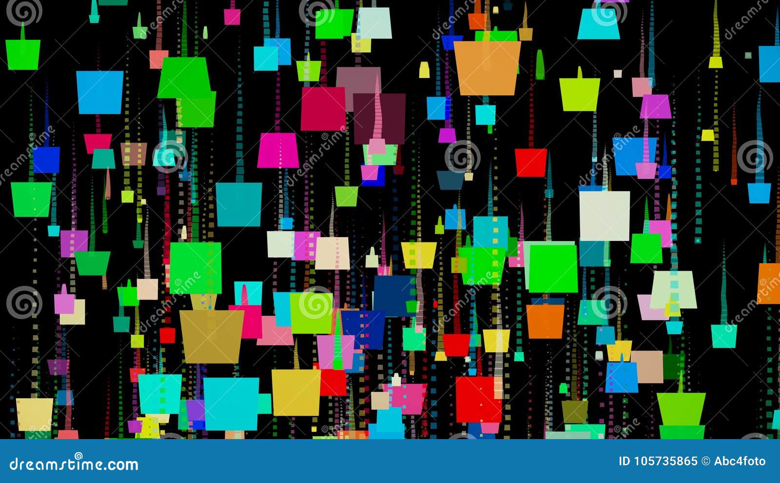 Falling Down Squares in Various Colors on Black Stock Video - Video of ...