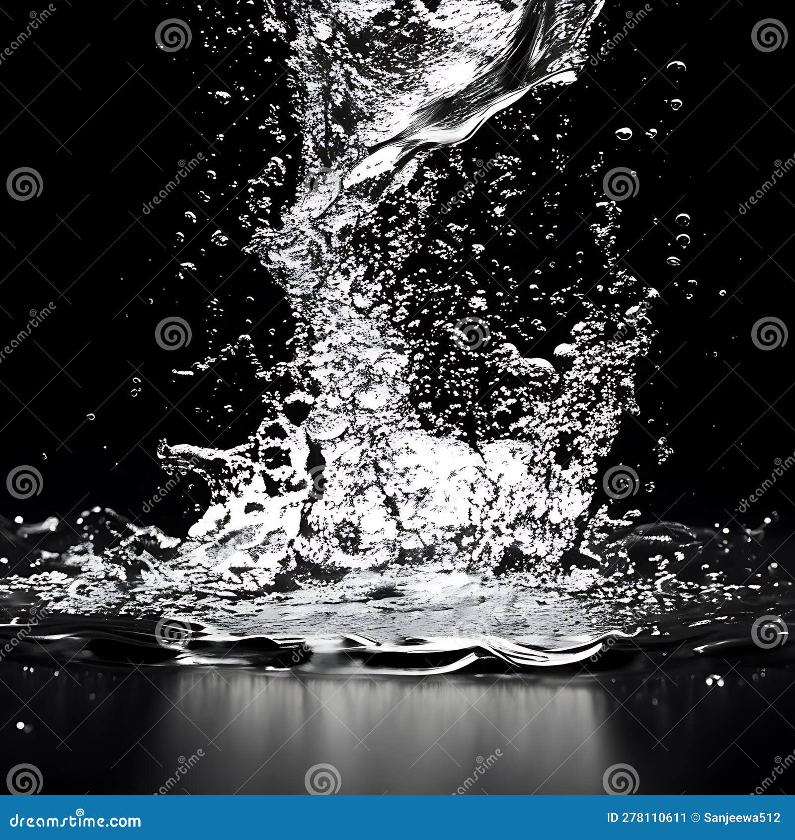Falling Down Water Splash on Black Background Stock Illustration ...