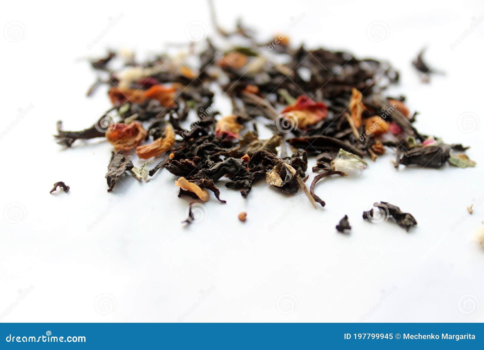 Falling Dried Tea Leaves Isolated on White Background. Stock Image ...