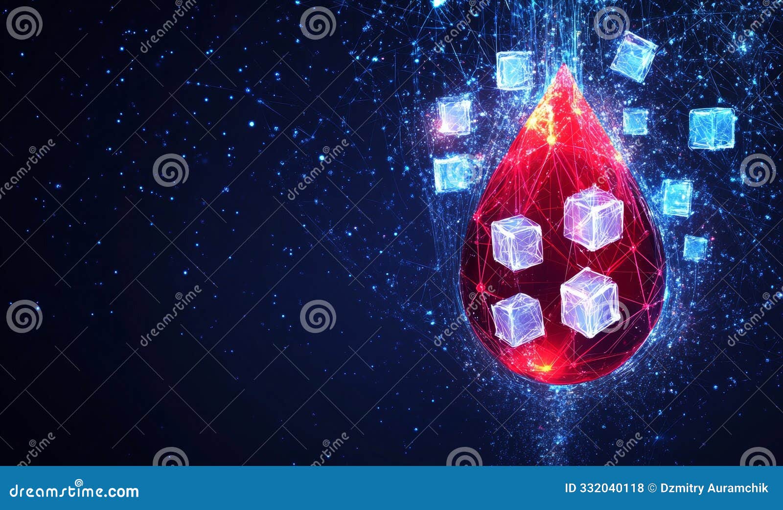 A Falling Drop of Blood is Depicted with a White Cube of Sugar on Top ...