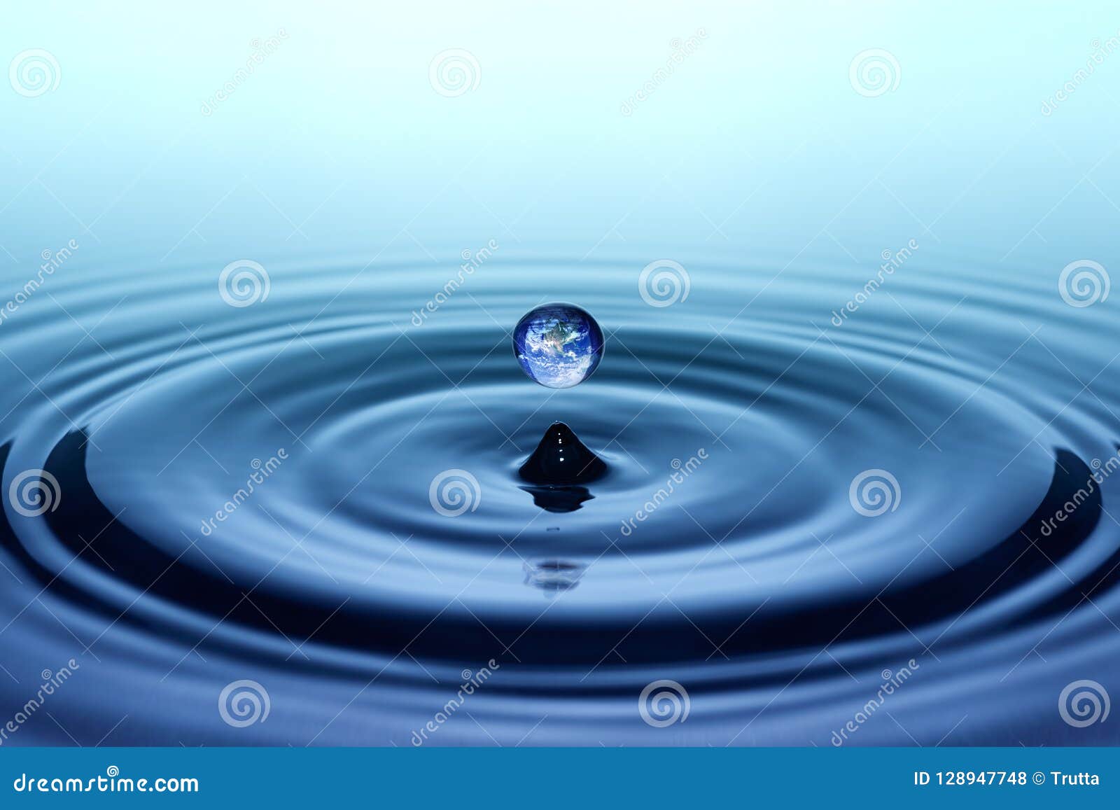 Falling Drop of Water with Earth Image Stock Photo - Image of clear ...