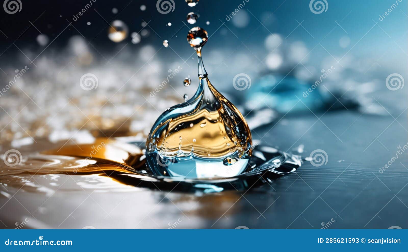 Falling Drop of Water, Splash Effect after Collision a Falling Drops ...