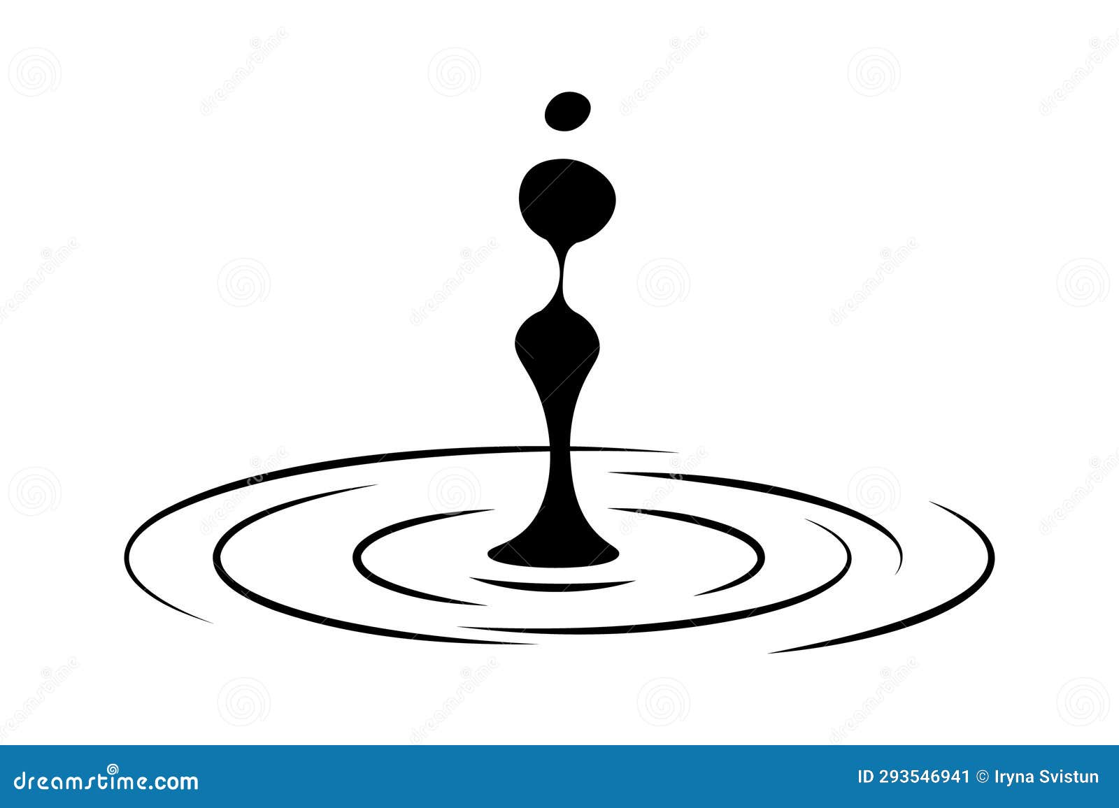 Falling Drop of Water. Splashes of Water. Waves on the Water. Vector ...