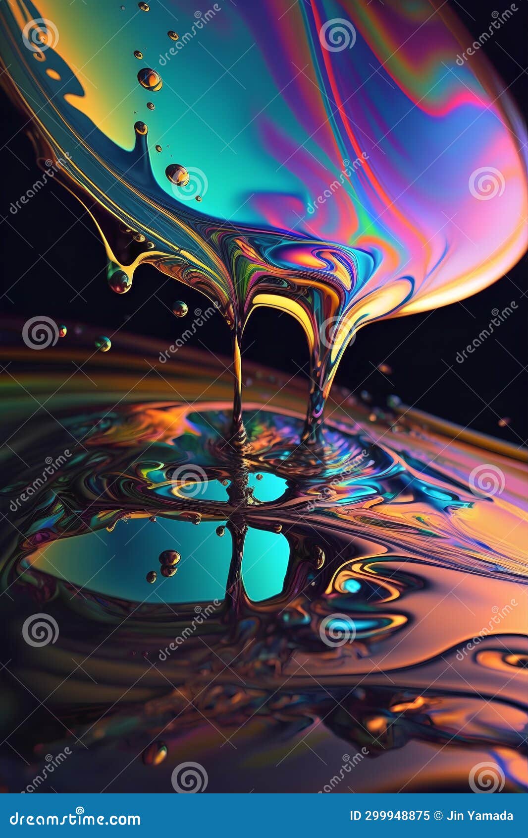 Falling Drops of Oil. Splash Effect after Collision a Falling Drops ...
