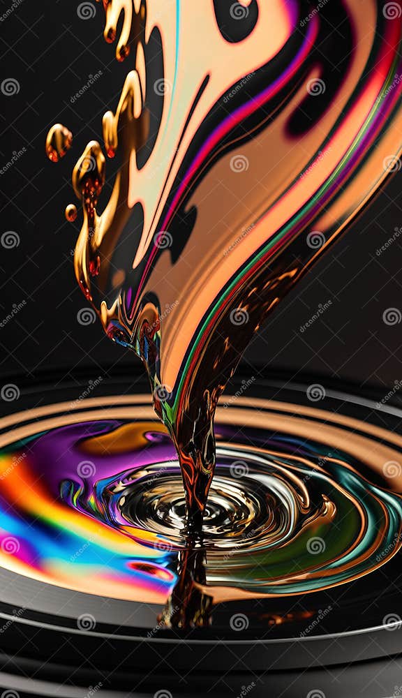 Falling Drops of Oil. Splash Effect after Collision a Falling Drops ...