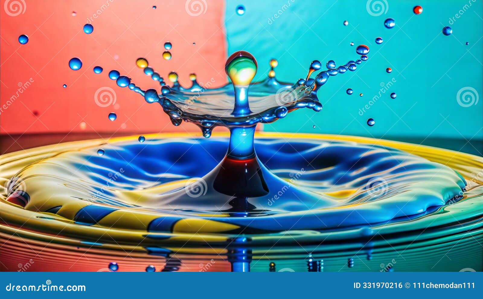 Falling Drops. Splash Effect after Collision a Falling Drops with Water ...