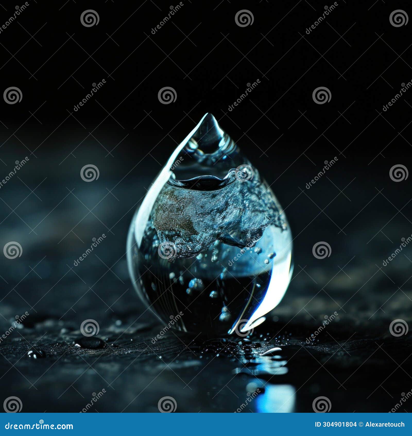 Falling Drops of Water on a Black Background. Concept of Protecting ...