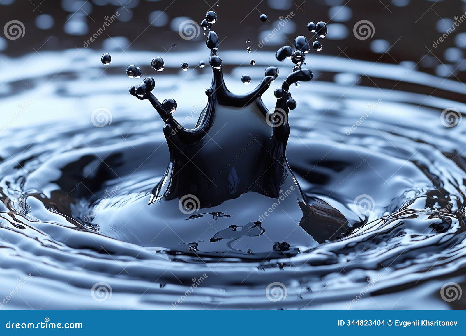 Falling Drops of Water. Splash Effect after Collision a Falling Drops ...