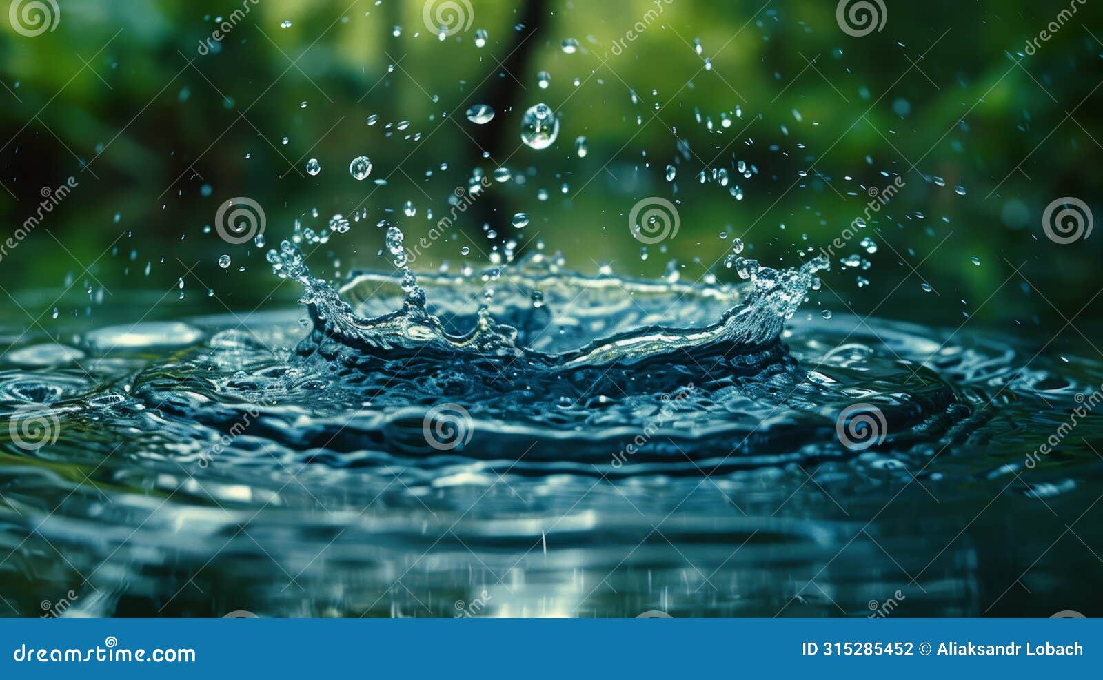 Falling Drops of Water. Splashes of Water from a Mountain River Stock ...