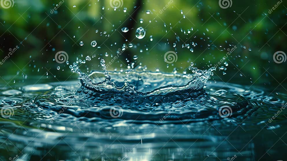 Falling Drops of Water. Splashes of Water from a Mountain River Stock ...