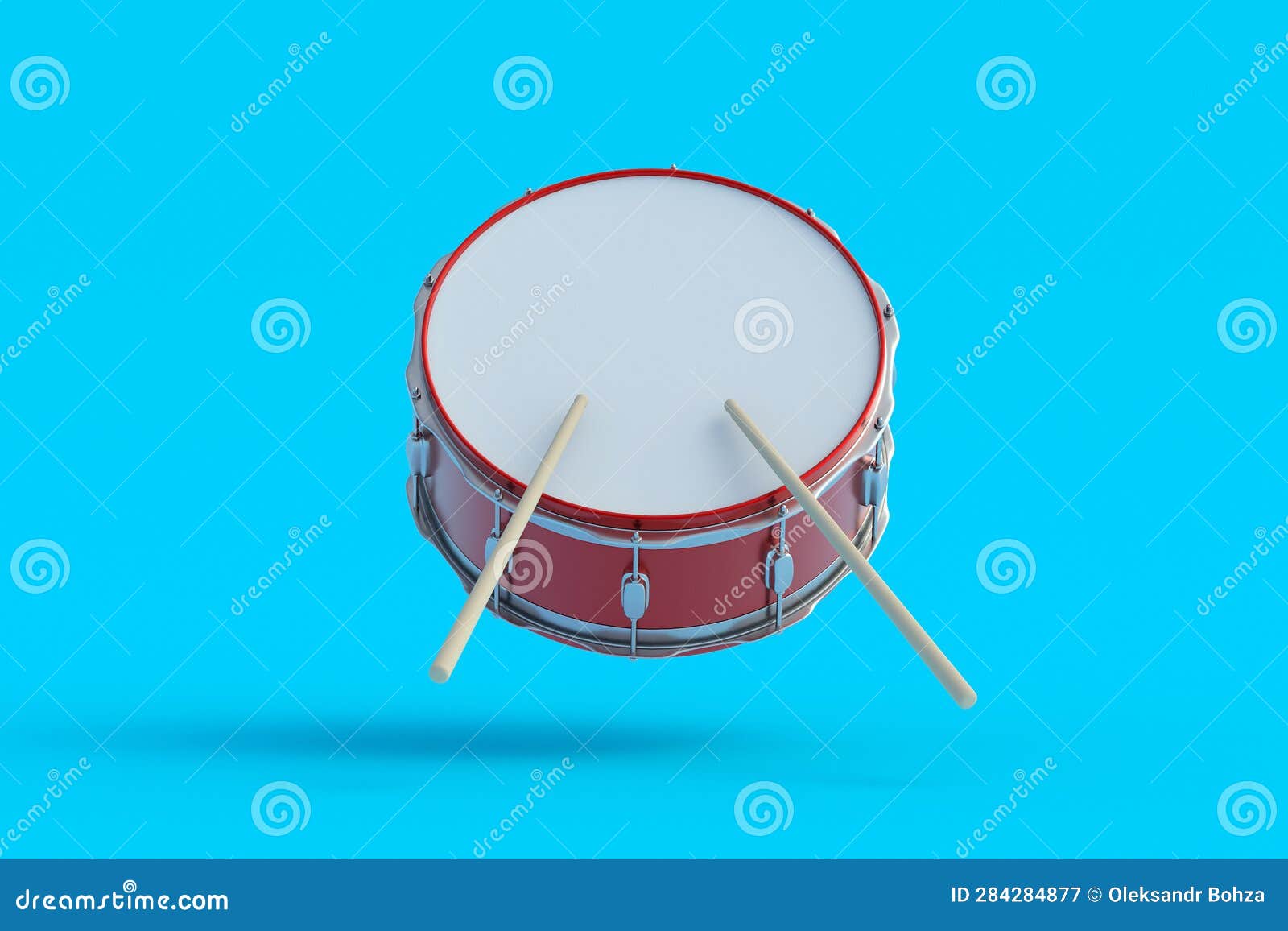 Falling Drum with Drumsticks on Blue Background. Percussion Musical ...