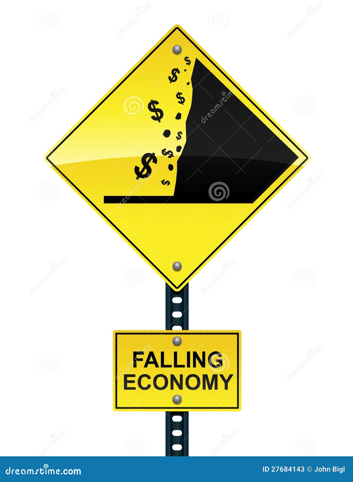 Falling economy road sign stock vector. Illustration of budget - 27684143