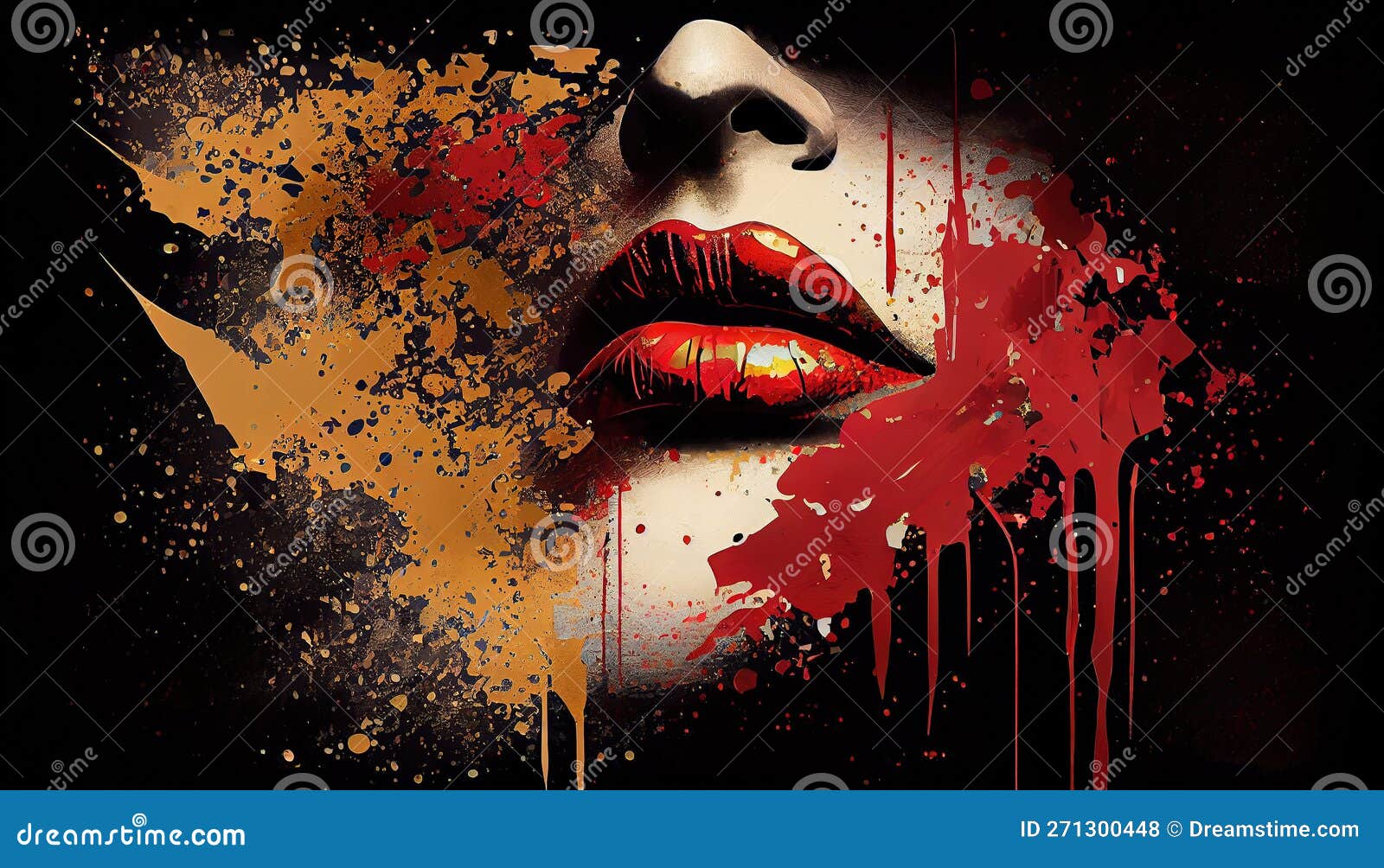 Falling and Exploding Colorful Paint Splashing on Women S Red Lips AI ...