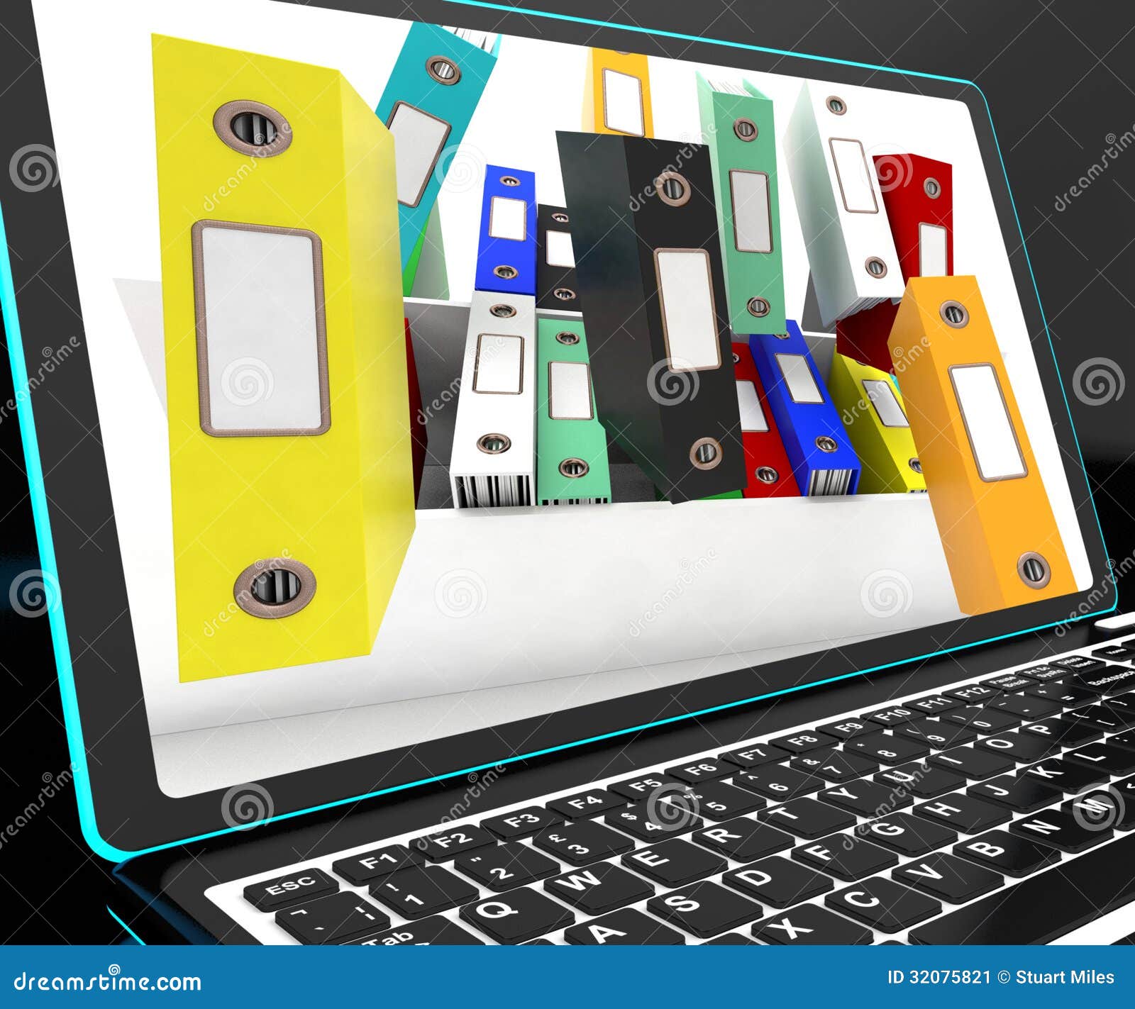 Falling Files on Laptop Showing Unorganized Stock Illustration ...