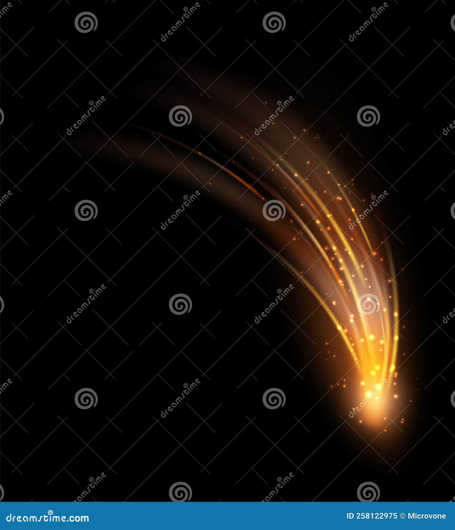 Falling Fireball. Yellow Space Asteroid with Fire Trail Stock Vector ...
