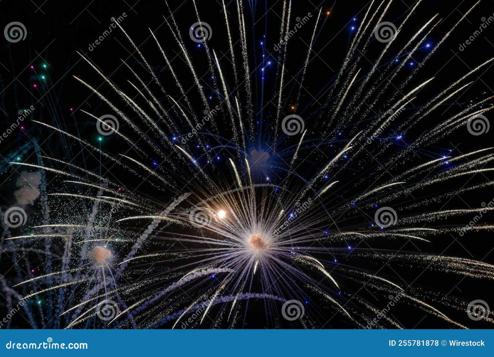 Falling of Firework Sparks after a Big Burst Stock Photo - Image of ...