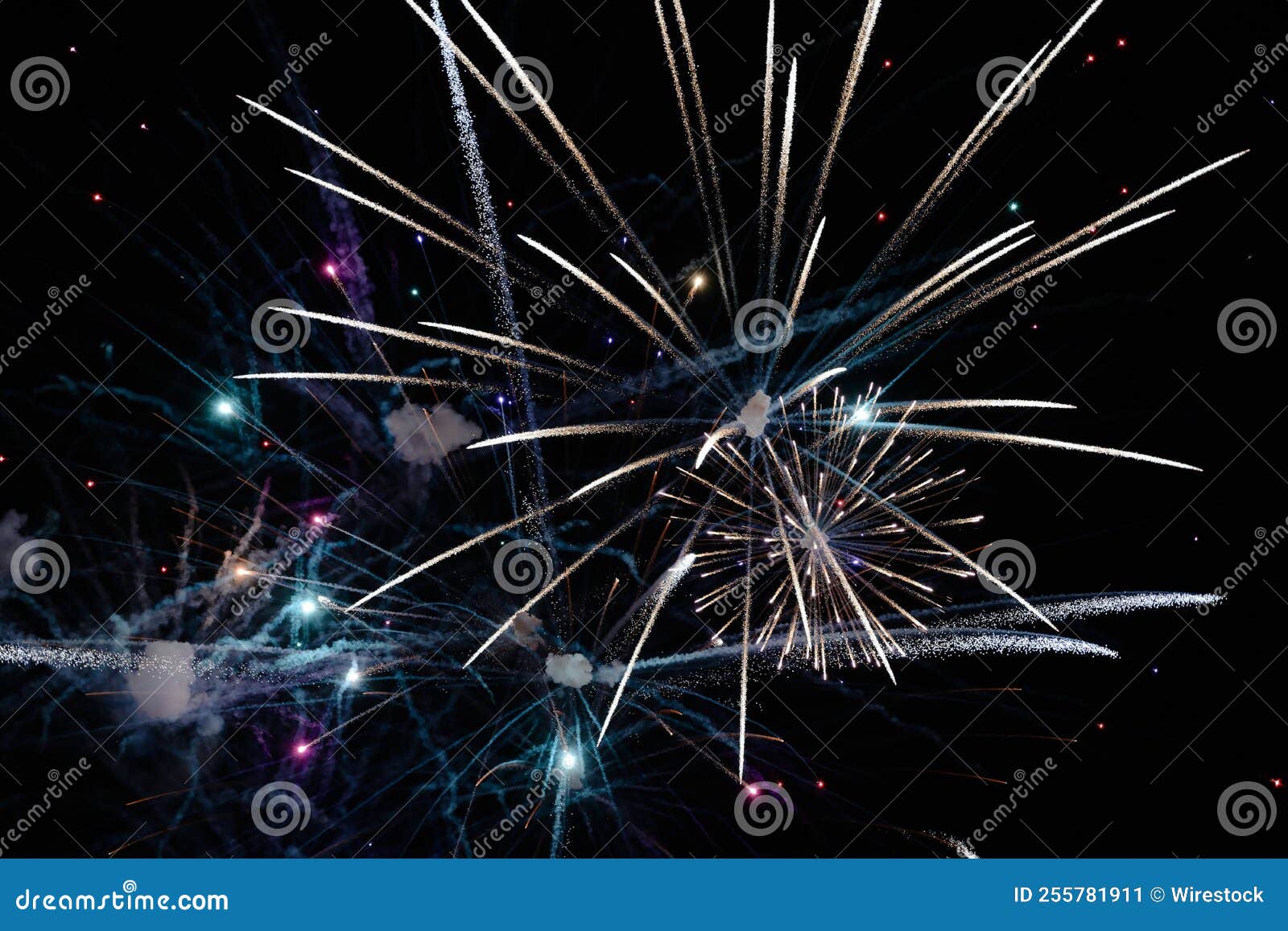 Falling of Firework Sparks after Bursting Stock Image - Image of ...