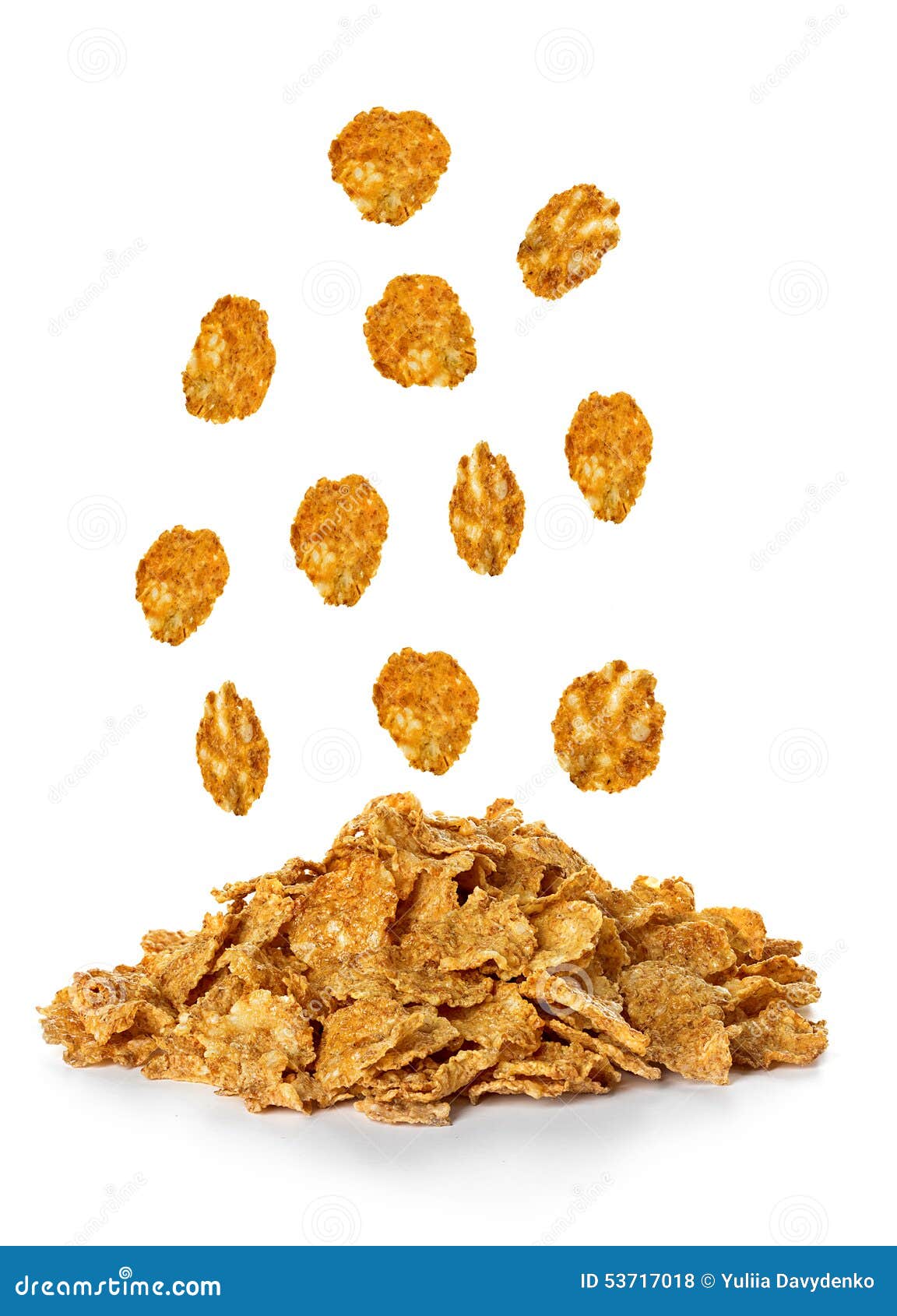 Falling Flakes Breakfast Cereal Isolated On White Background. Healthy ...