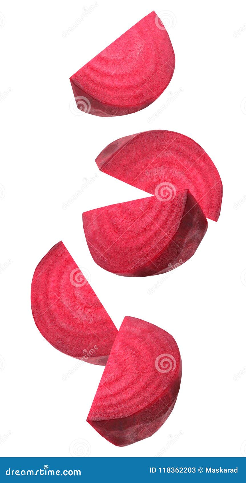 Falling Pieces of Beetroot Isolated on White Background. Stock Image ...