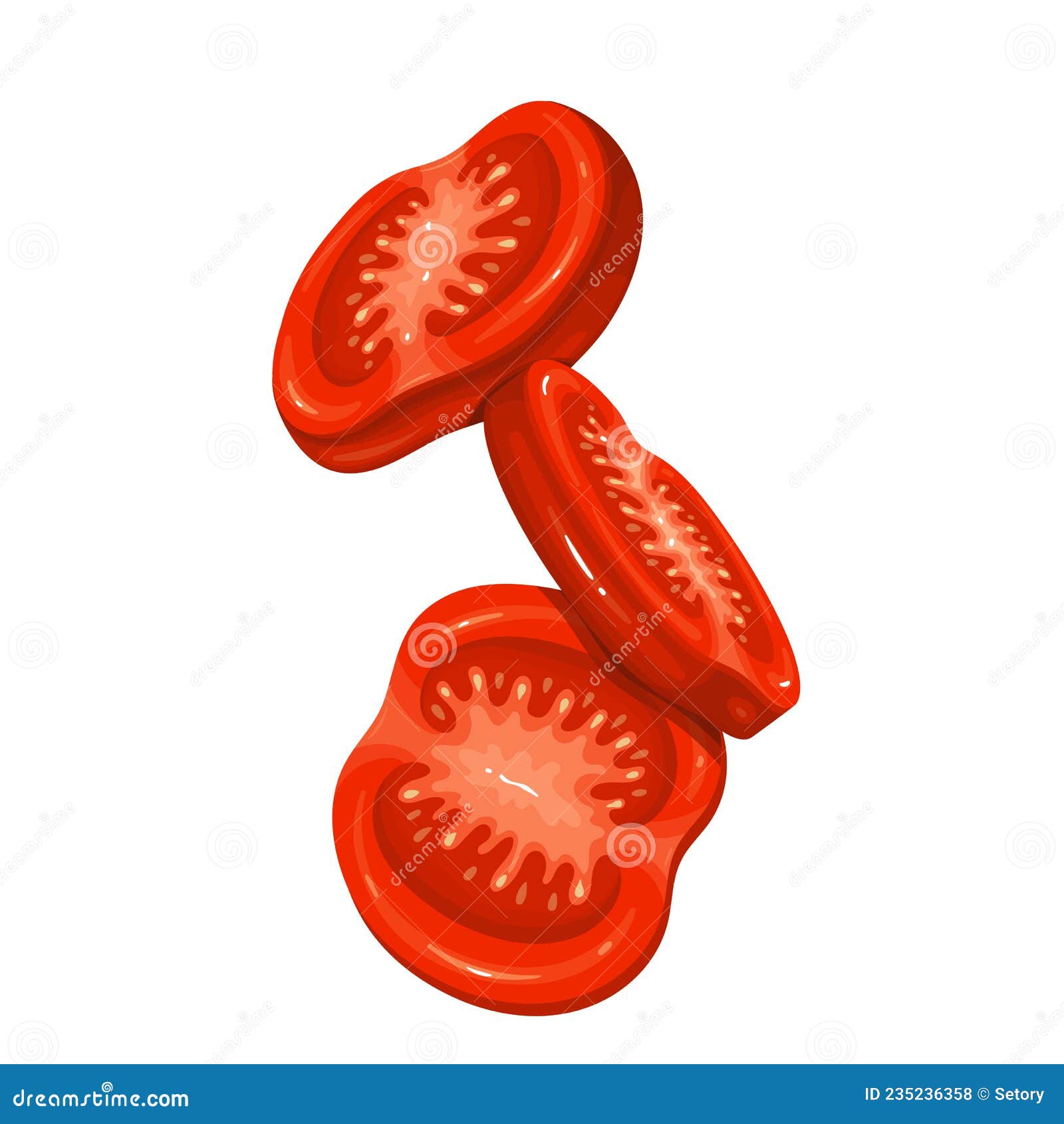 Falling or Flying Tomato Slices Stock Vector - Illustration of peeled ...