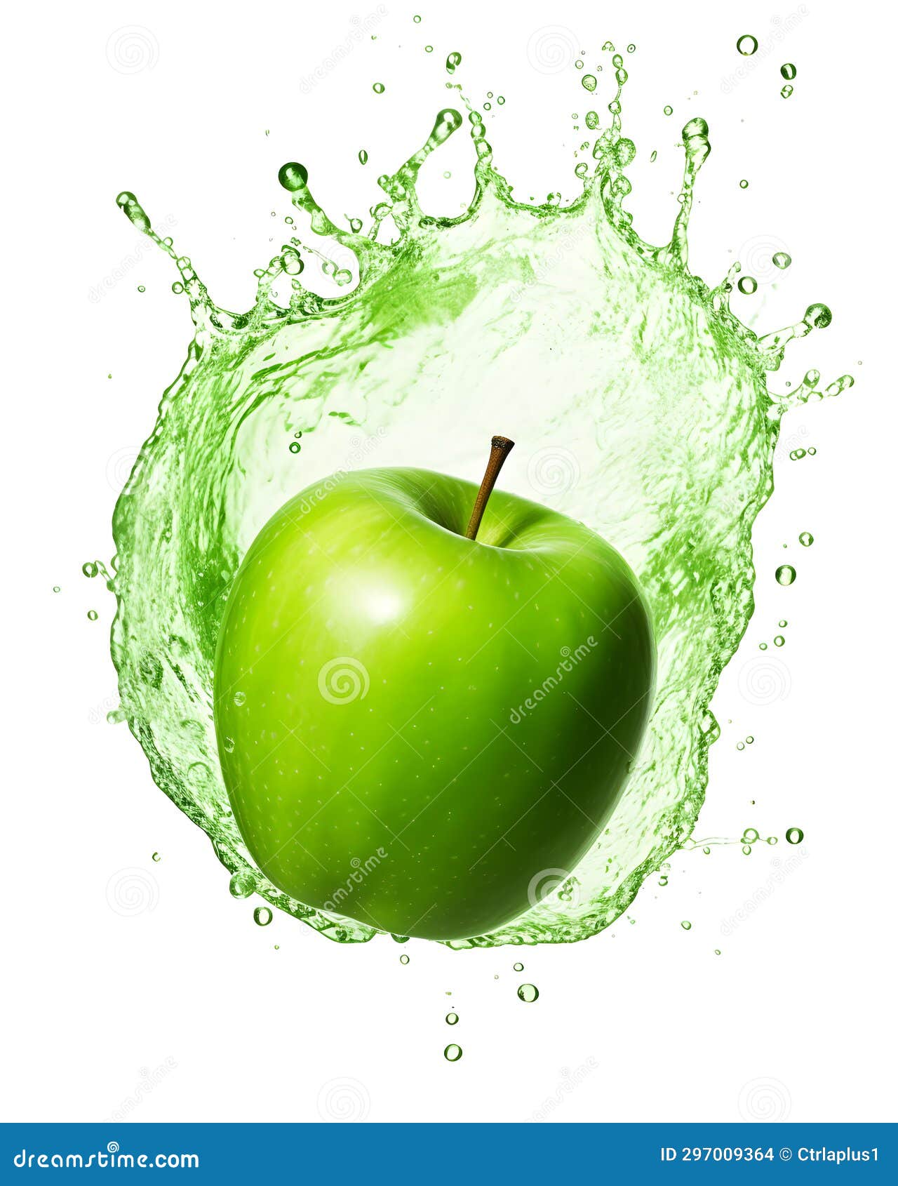 Falling Fresh Green Apple and Splash of Water High Detail Stock Photo ...