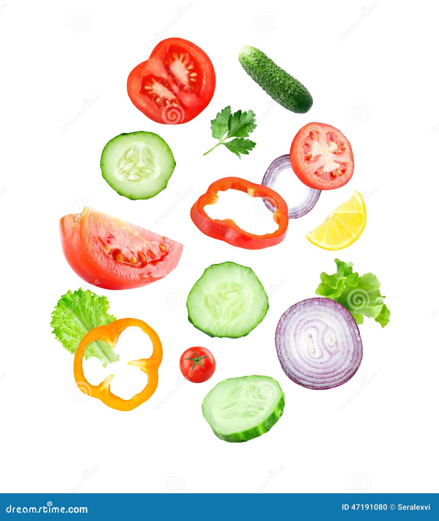 Falling Fresh Vegetable Slices Stock Photo - Image of food, vegetable ...