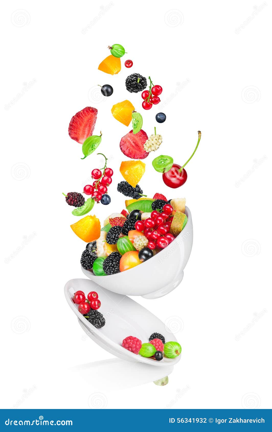 Falling Fruit Salad with the Ingredients in the Air Stock Photo - Image ...
