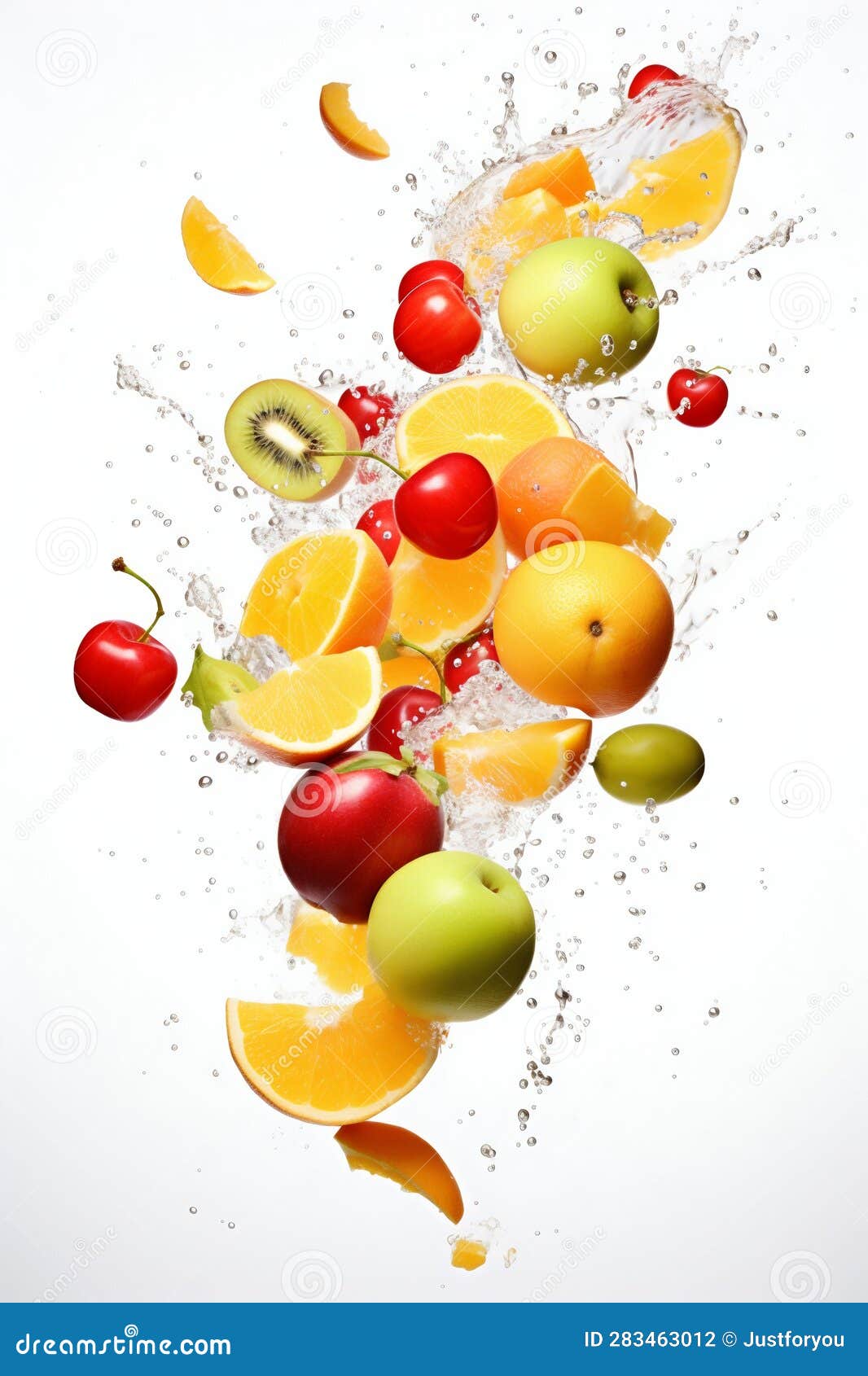 Falling Fruits Isolated on White Background. Generative Ai Stock ...