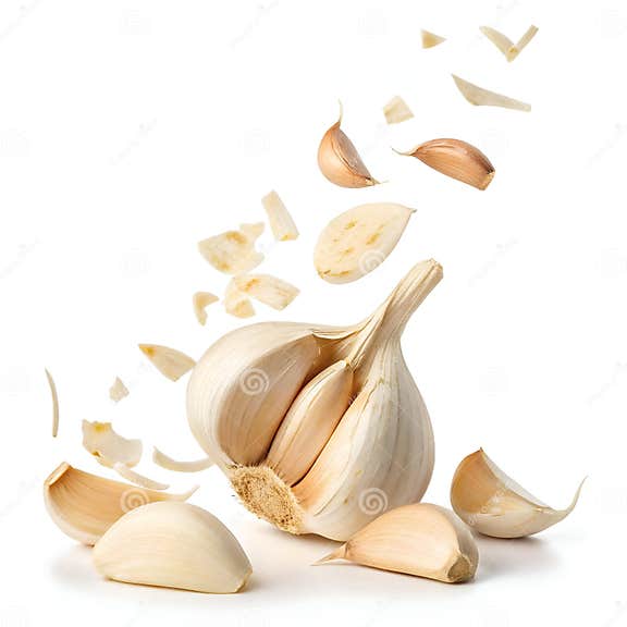 Falling Garlic with Slices stock illustration. Illustration of ...