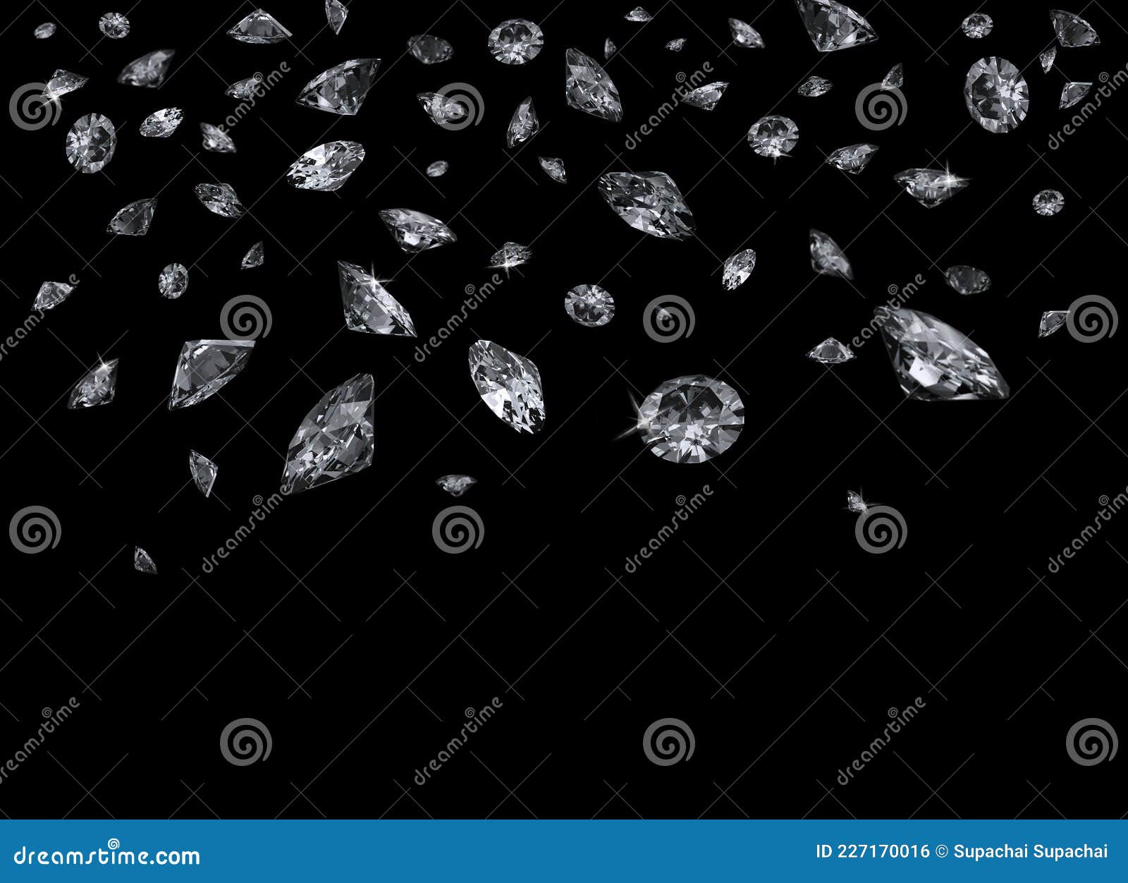 Falling Gems Abstract Background. 3D Render Stock Illustration ...
