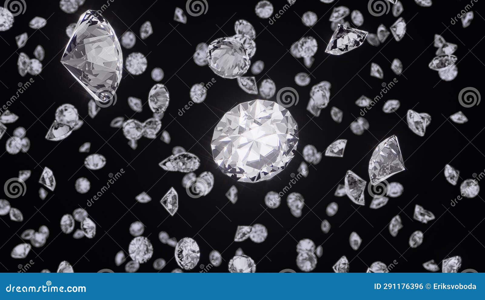 Falling Gems on Black Backdrop. Abstract Background for Use in Screen ...