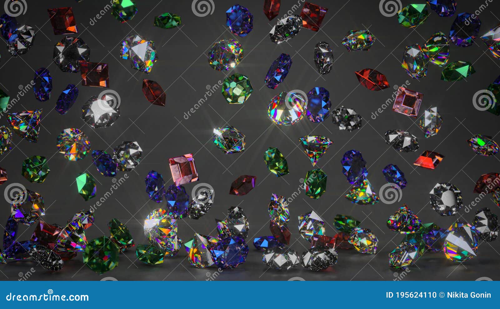 Falling Gemstones 3D Render Illustration Stock Illustration ...
