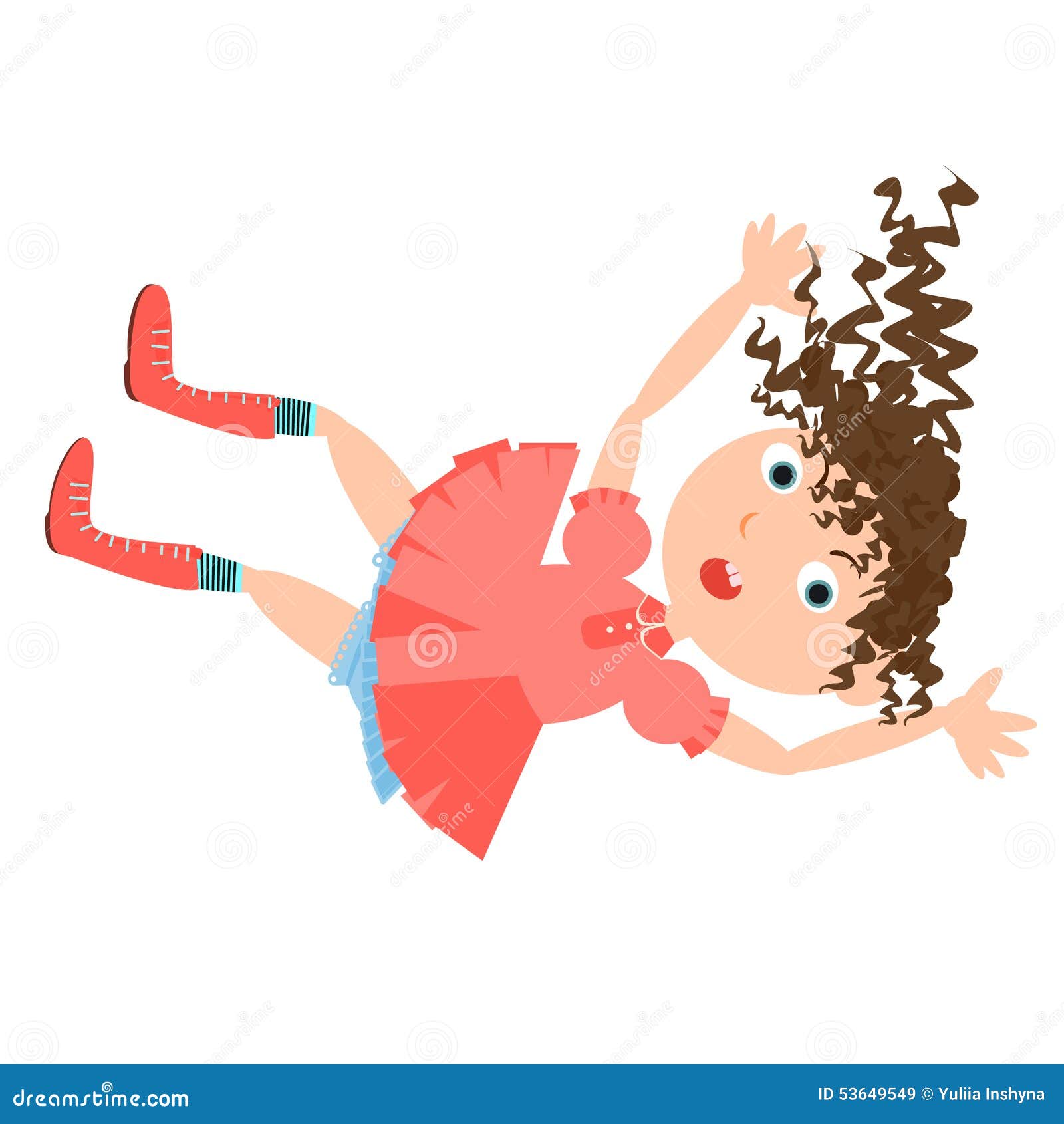 Falling Girl. Outdoor Kids Falling Vector Cartoon Background ...