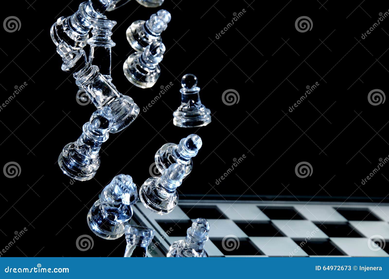 Falling Glass Chess Pieces stock image. Image of fall - 64972673
