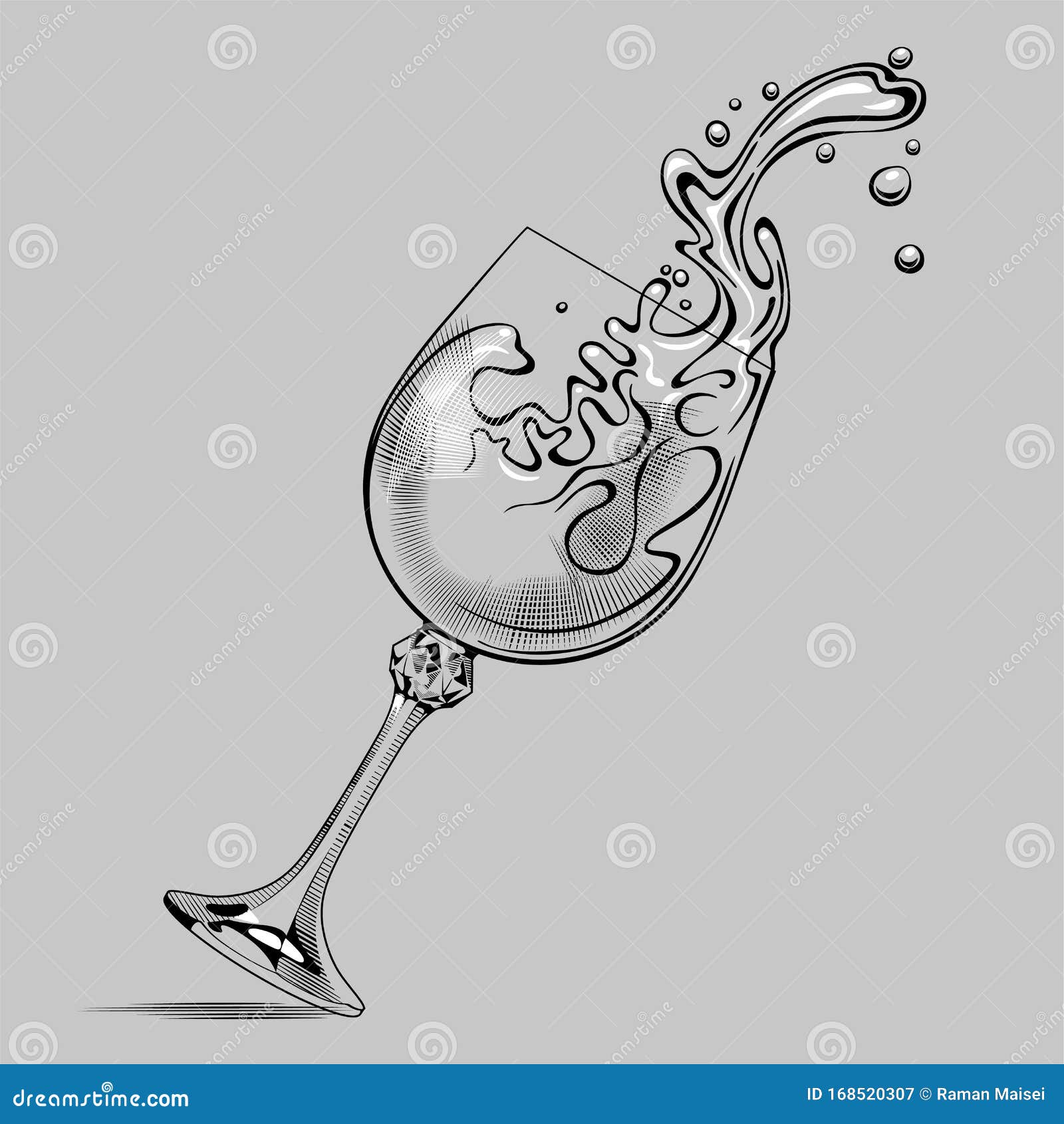 Falling Glass with Splashed White Wine Stock Illustration ...