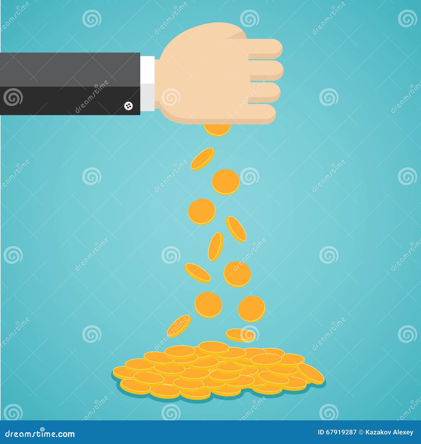Falling Gold Coins from Hand. Stock Vector - Illustration of falling ...