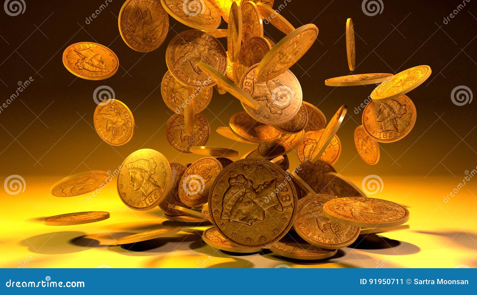 Falling Gold Coins Isolated Editorial Photo - Illustration of pennies ...