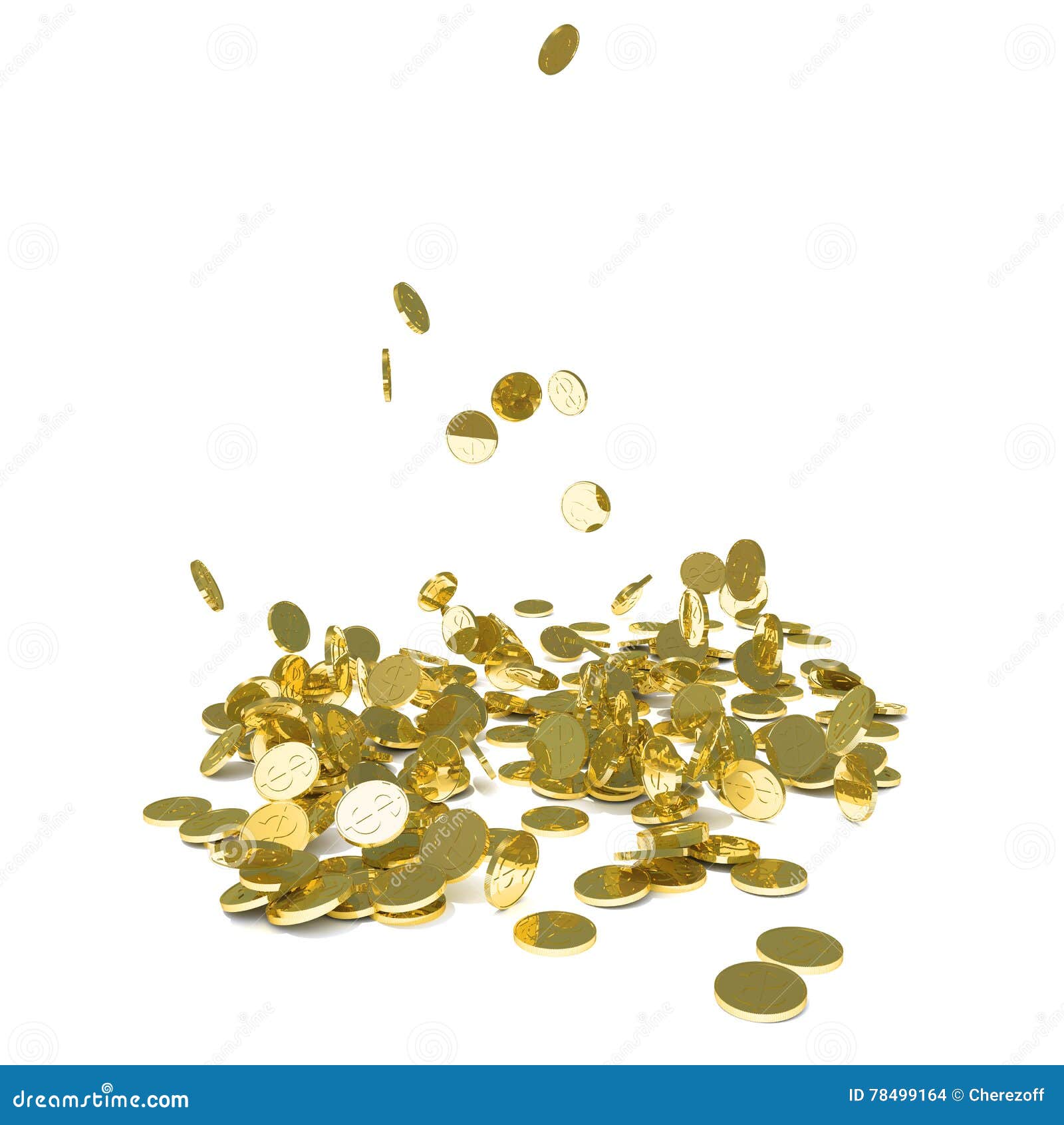 Falling Gold Coins, on White Stock Illustration - Illustration of ...