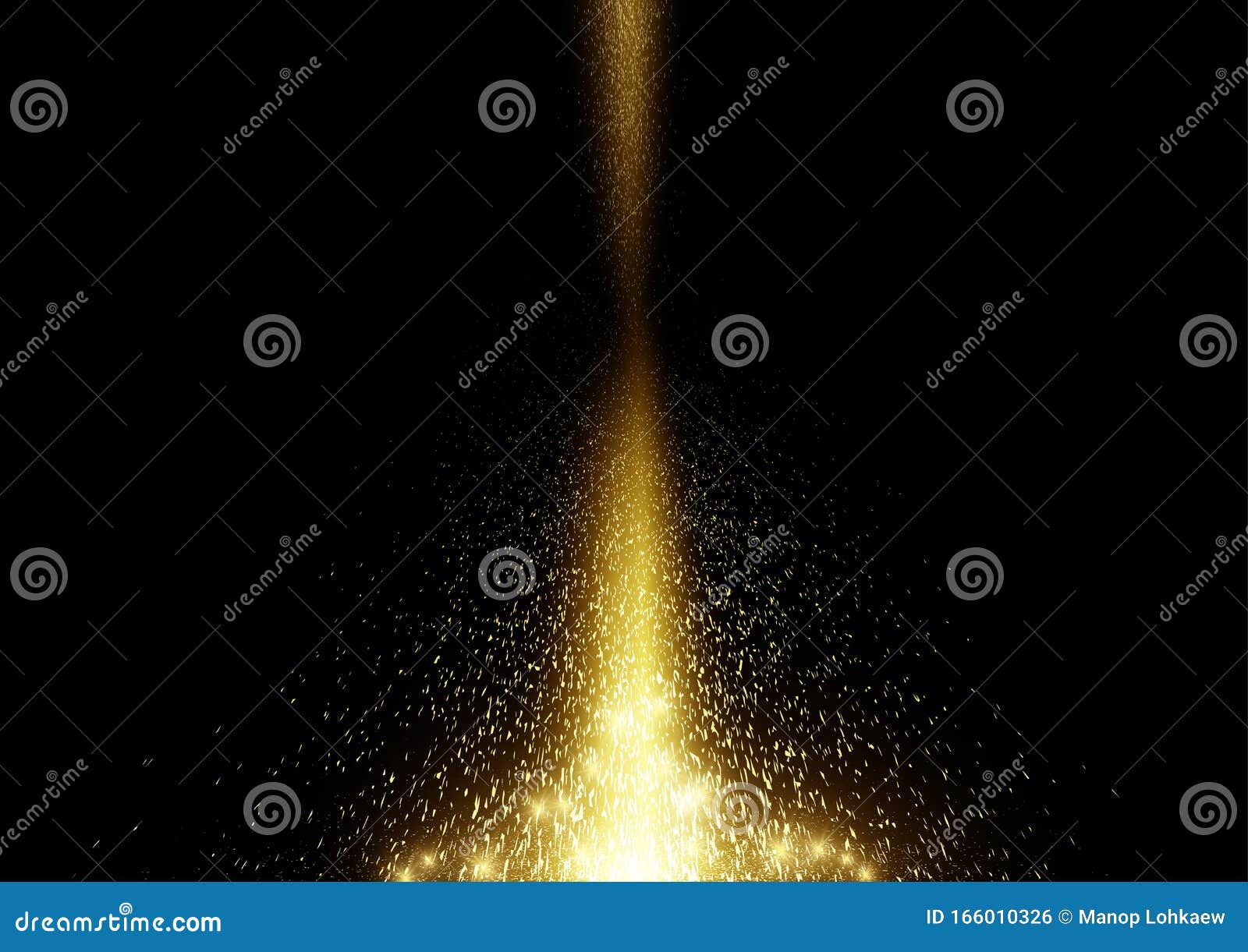 Falling Gold Glitter Sparkle Dust Particles Light Beam on Black ...