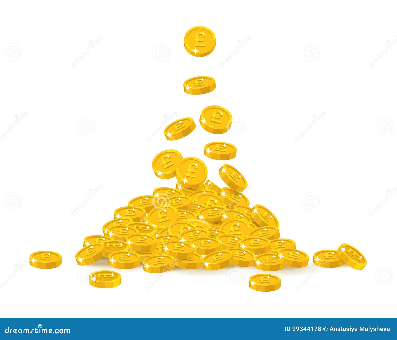 Falling Gold Pounds Cartoon Isolated Stock Vector - Illustration of ...