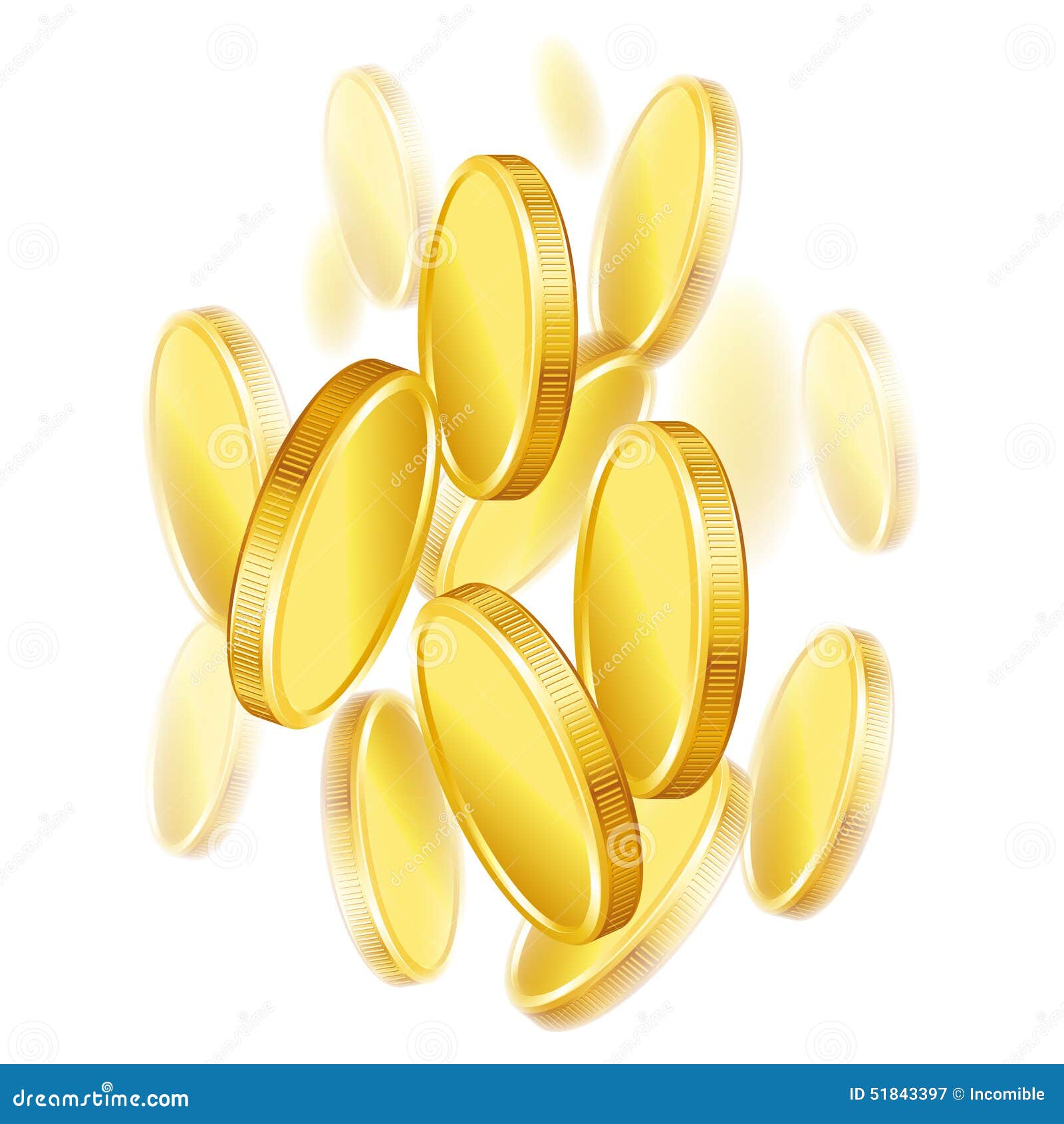 Shiny Coins. A Set Of Coins From Different Angles. Abstract Or Game ...