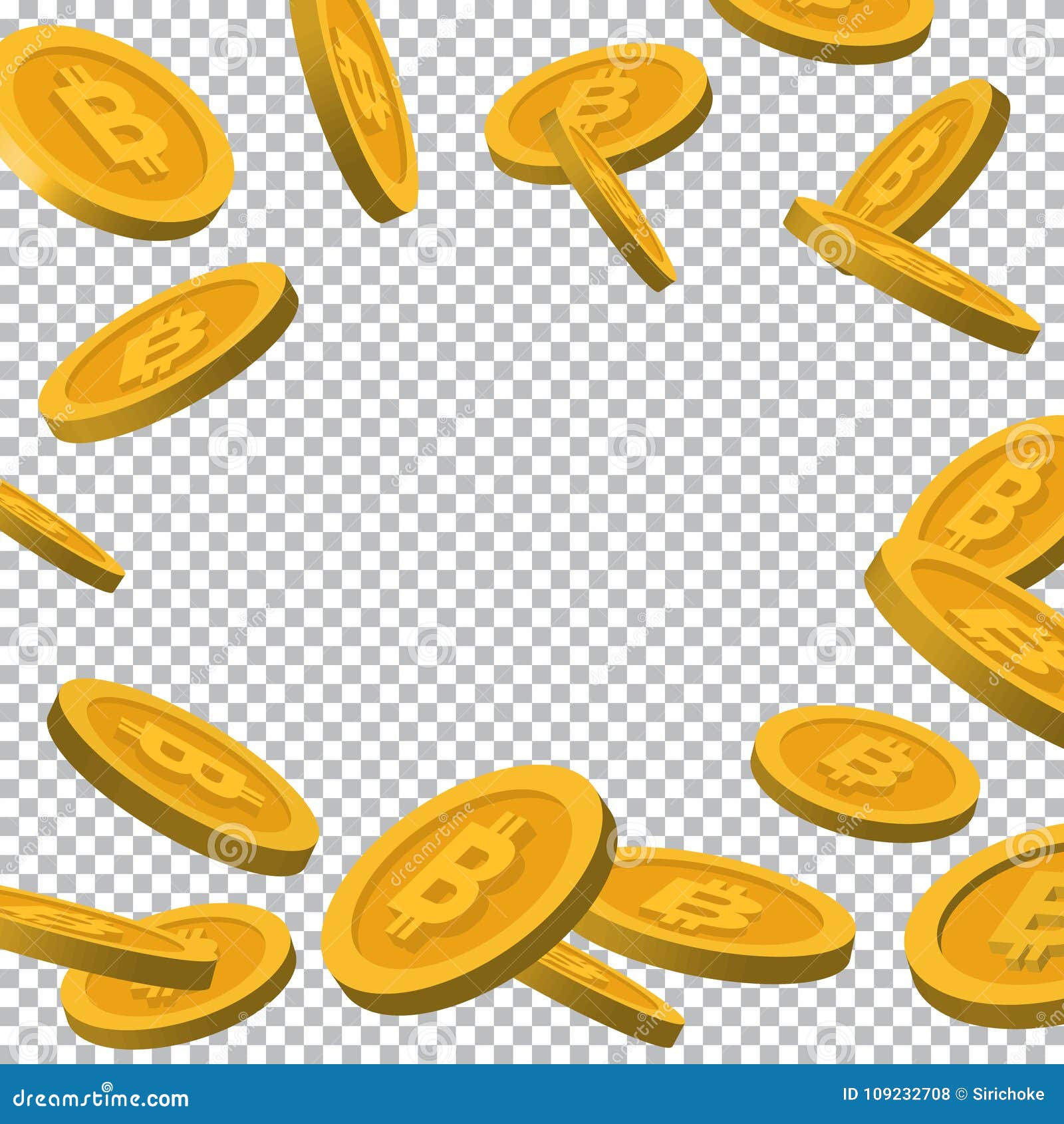 Falling Golden Bitcoin Objects. Stock Vector - Illustration of mining ...