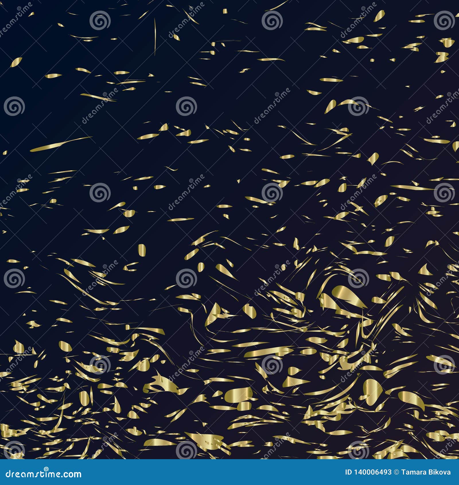Falling Golden Confetti on a Dark Background Stock Illustration ...