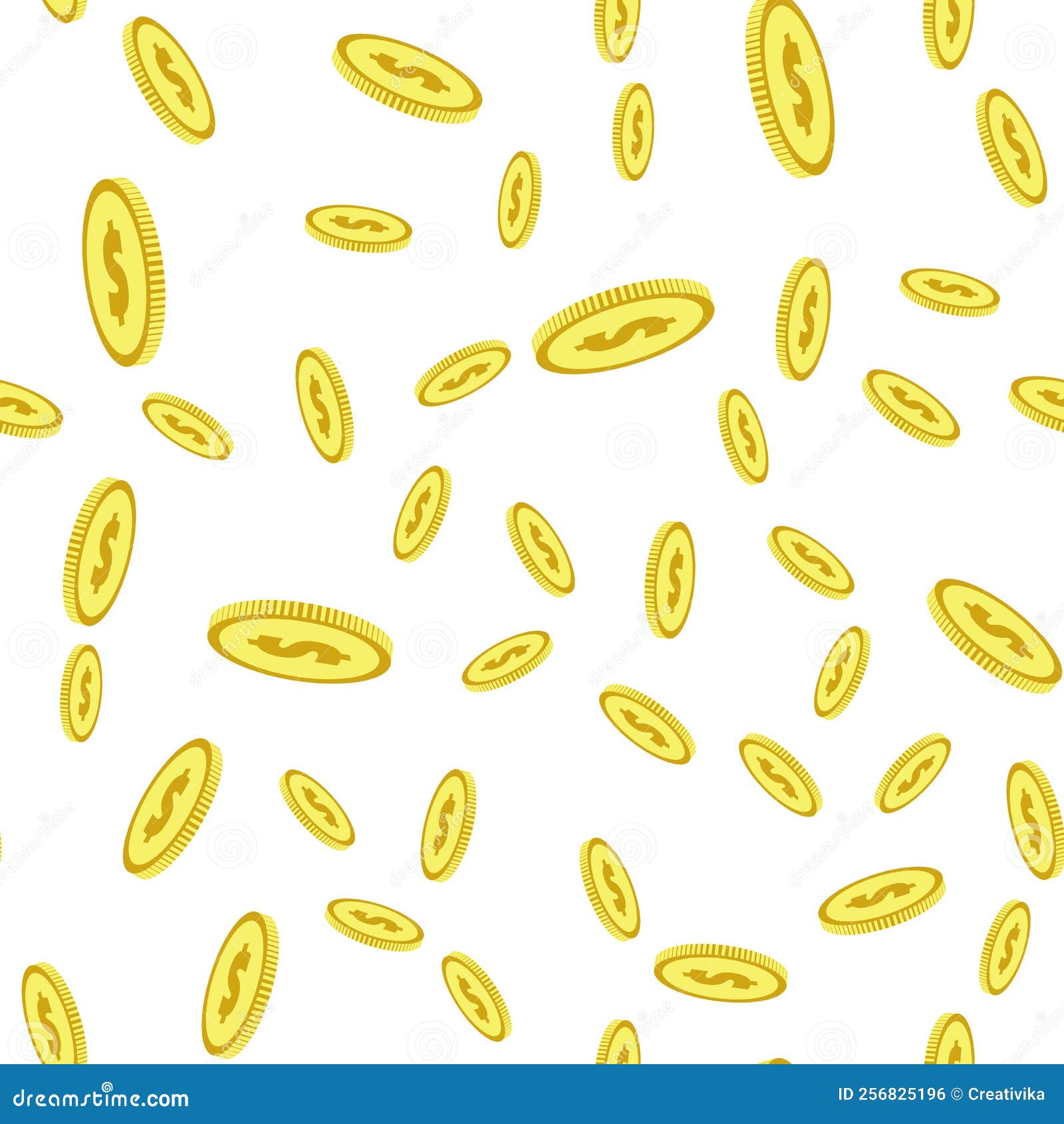 Falling Golden Dollar Coins Seamless Pattern Stock Vector ...
