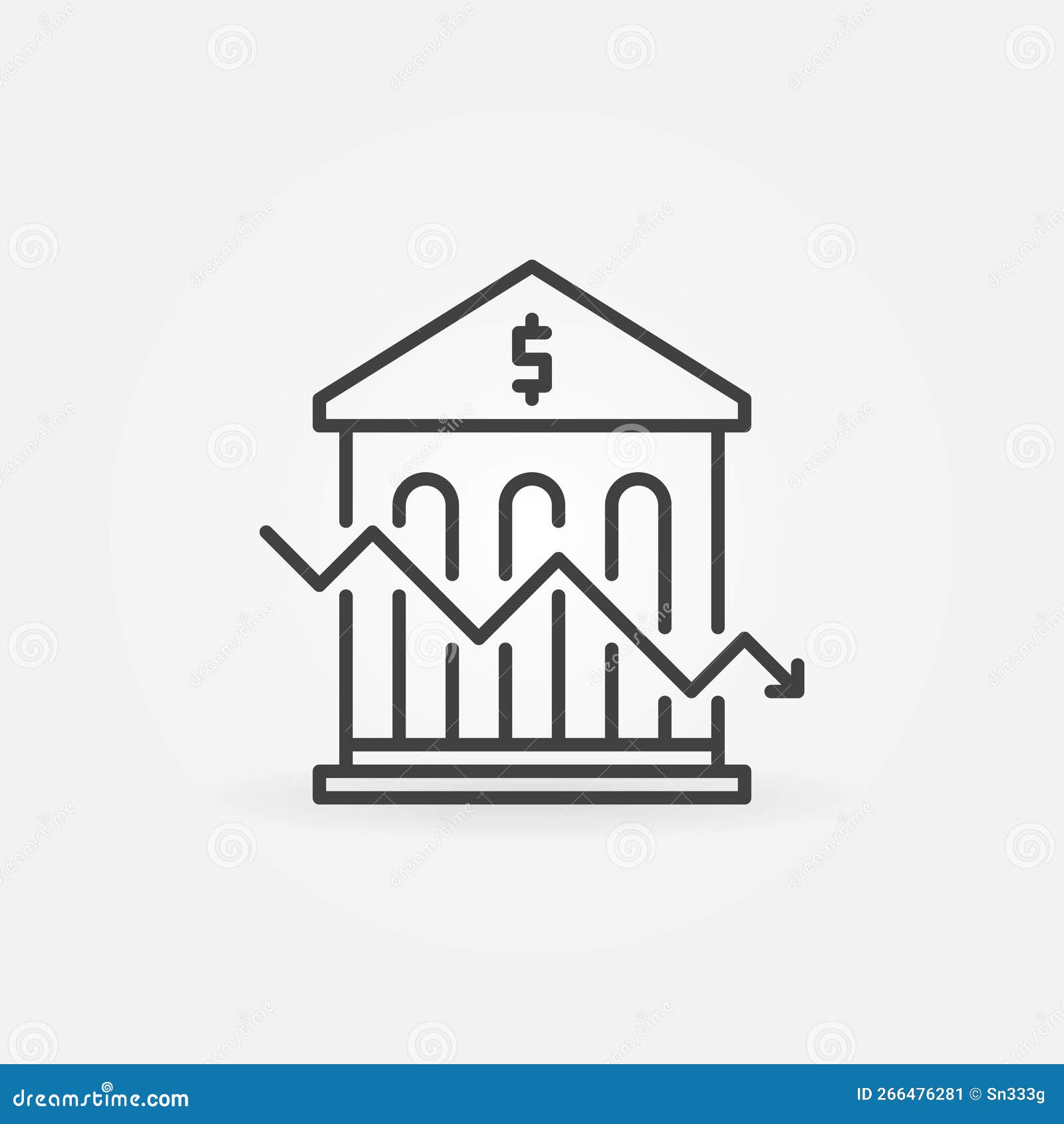 Falling Graph with Bank Building Vector Inflation Linear Icon or Symbol ...